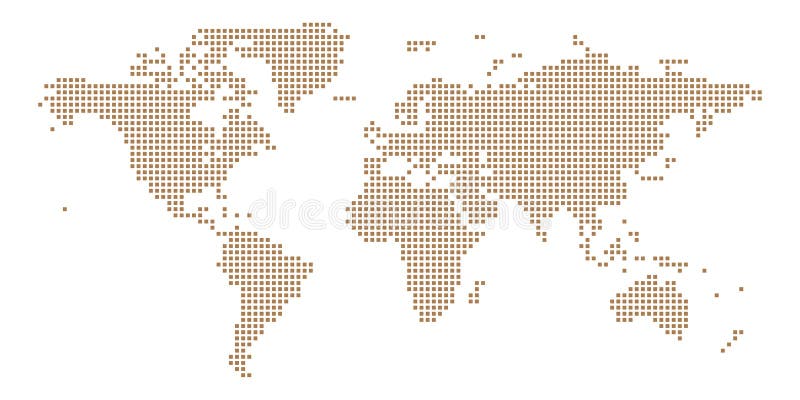 Color Vector Map of the World. Dots Map is Light Brown. Stock Vector ...