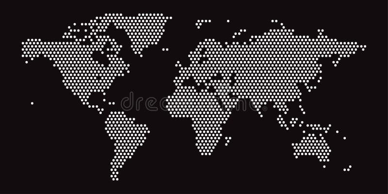 Vector Map of the World. Dots Map is White. Stock Vector - Illustration ...