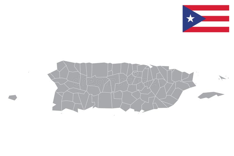 Puerto Rico map with flag. stock vector. Illustration of district ...