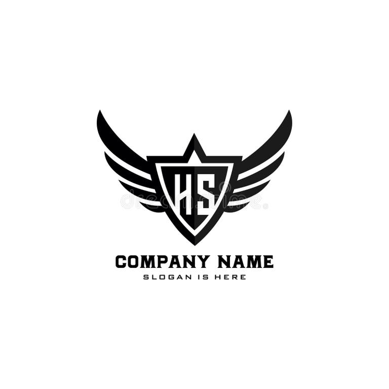 Initial Letters HS Shield Shape Black Monogram Logo Vector Stock Vector ...