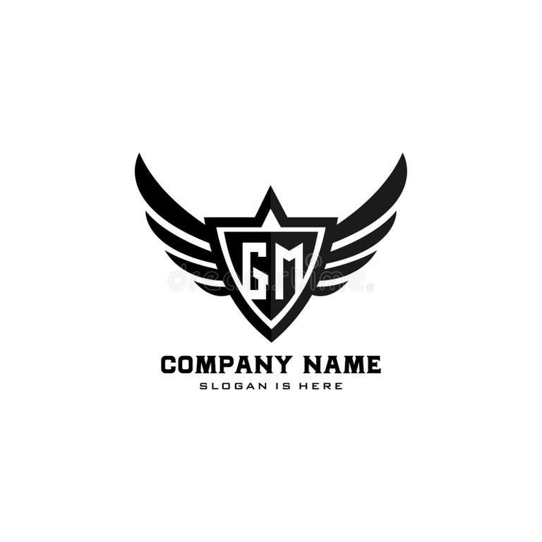 Initial Letters GM Shield Shape Black Monogram Logo Vector Stock Vector ...