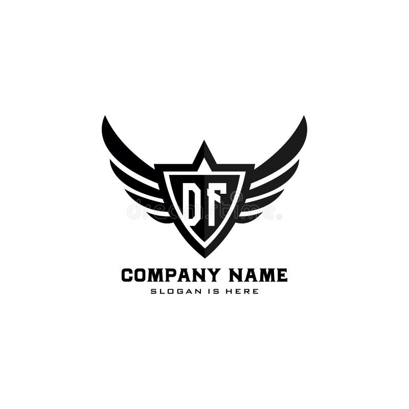 Initial Letters DF Shield Shape Black Monogram Logo Vector Stock Vector ...
