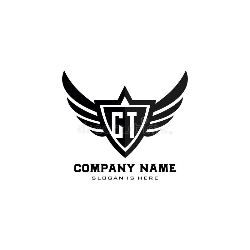 Initial Letters CT Shield Shape Black Monogram Logo Vector Stock Vector ...