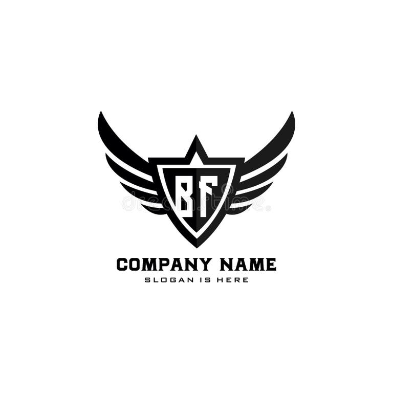Initial Letters BF Shield Shape Black Monogram Logo Vector Stock Vector ...