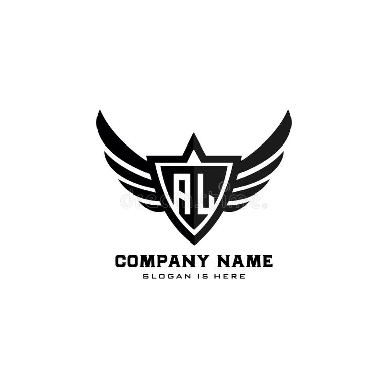 Initial Letters AL Shield Shape Black Monogram Logo Vector Stock Vector ...