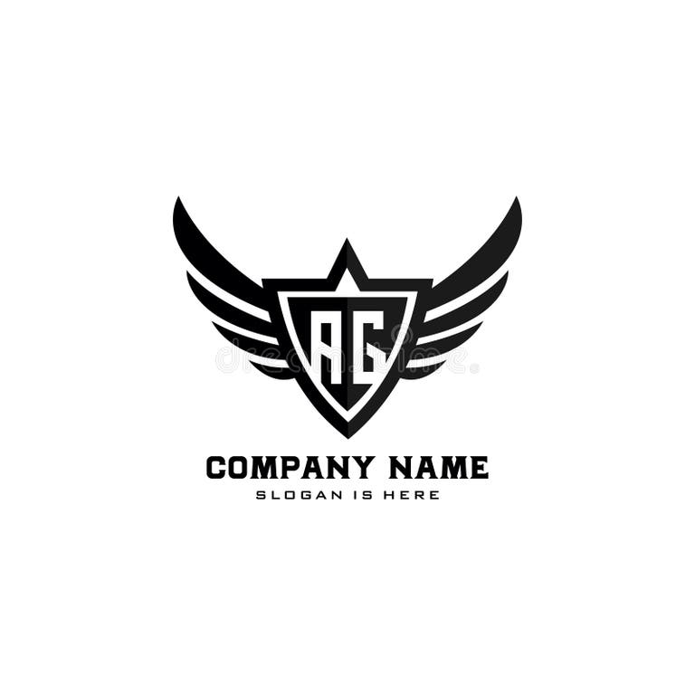 Initial Letters AG Shield Shape Black Monogram Logo Vector Stock Vector ...