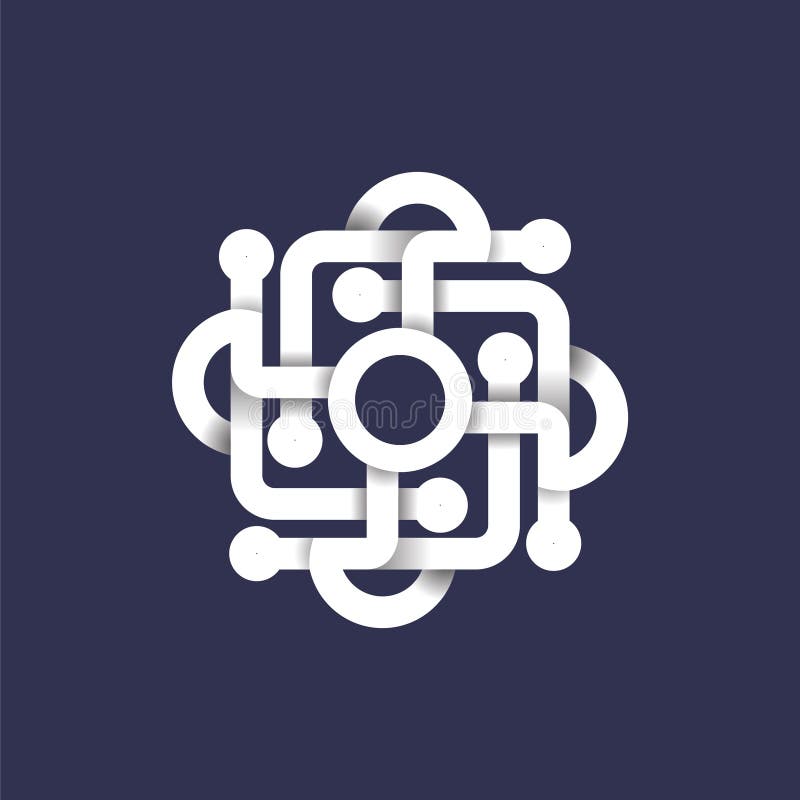 Circuit Logo Design Template in Black Background Stock Vector ...