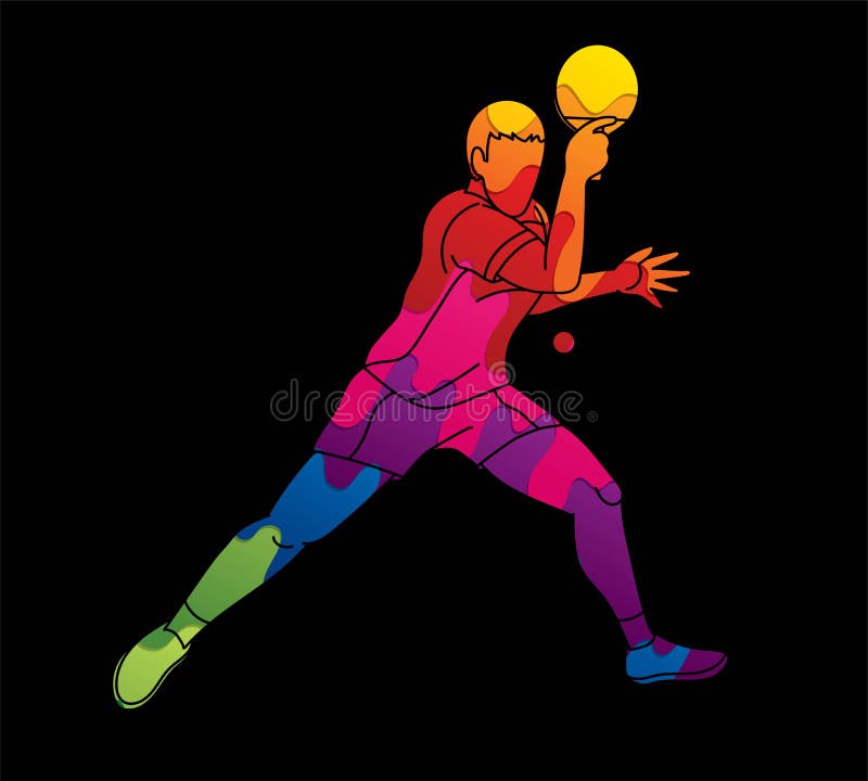 Ping Pong Player, Table Tennis Action Cartoon Graphic Stock Vector ...
