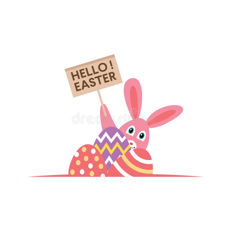 Hello Easter Bunny Cute Vector Design Stock Vector - Illustration of ...