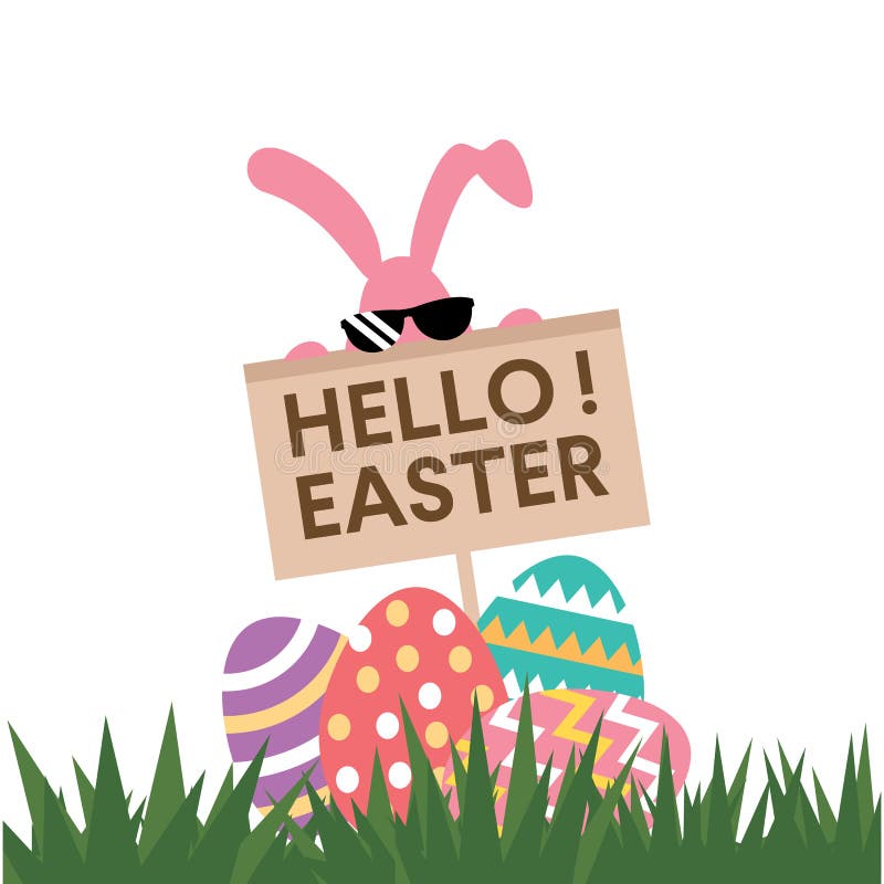 Hello Easter Bunny Cute Vector Design Stock Vector - Illustration of ...