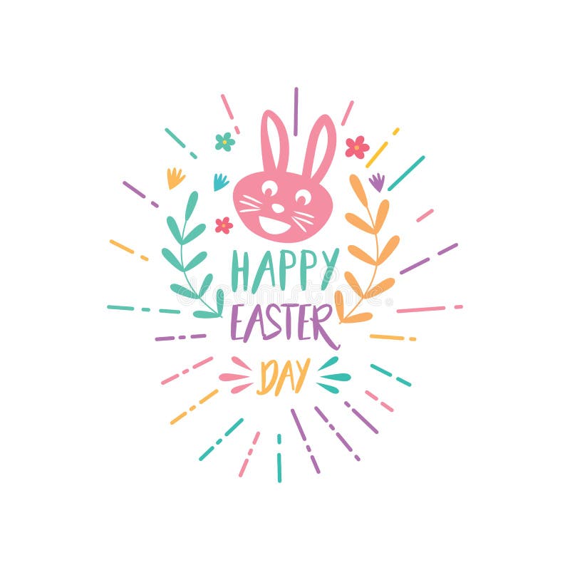 Happy Easter Letter Logo Icon. Cute Bunny Graphic Stock Vector ...