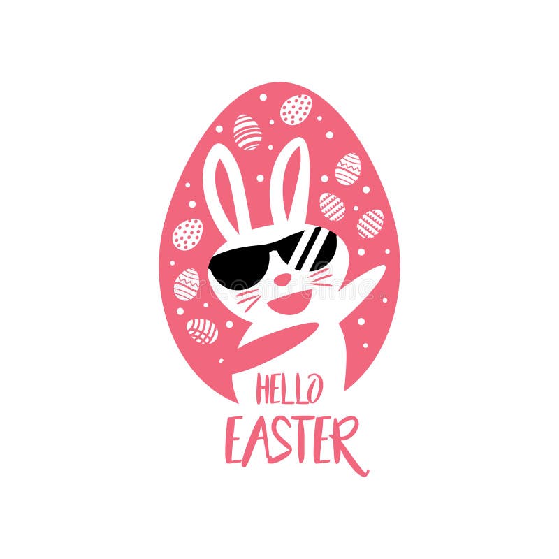 Cheerful Rabbit Hello Easter with Sunglasses Style Stock Vector ...