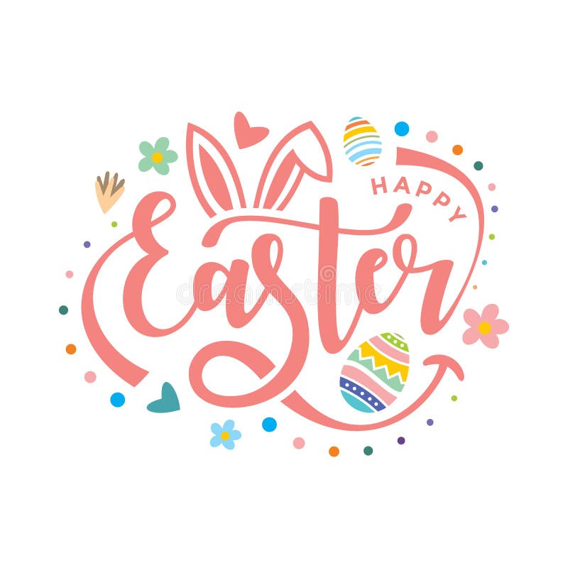 Happy Easter Script Typography Lettering Logo Icon Vector Stock Vector ...