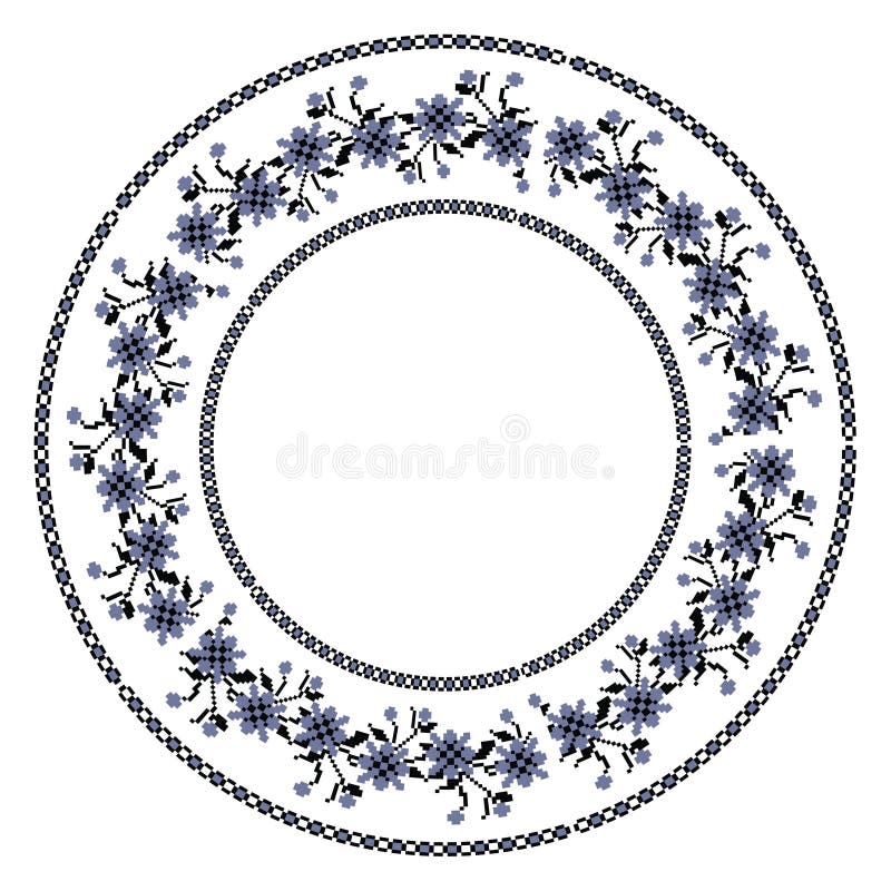 Round Text Frame with Romanian Traditional Folk Dance with Women and ...