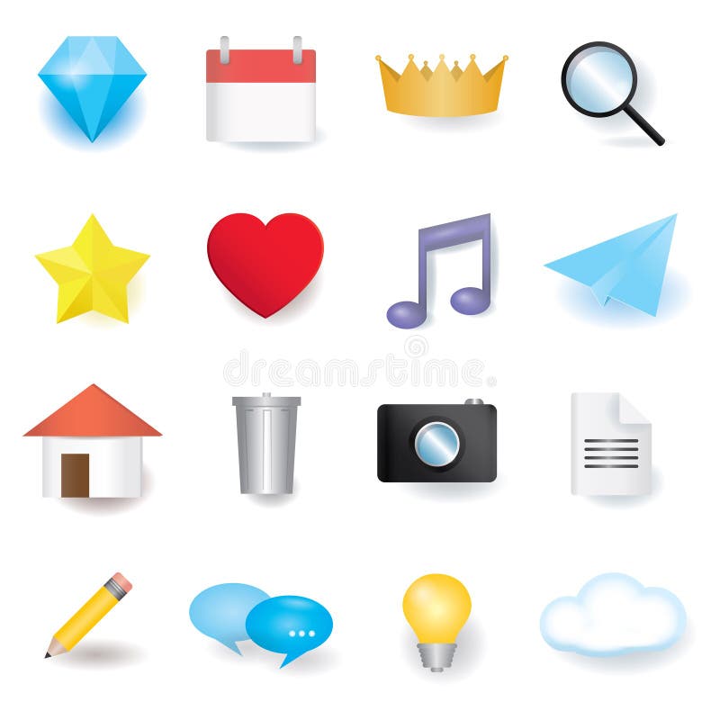 3D Icons Set - Vector Design Stock Vector - Illustration of mail, music ...