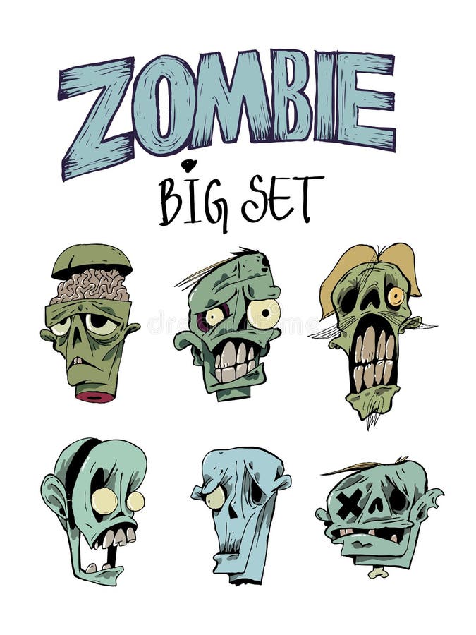 Six Portraits of Zombies, Calligraphy. Color Illustration Stock Vector ...
