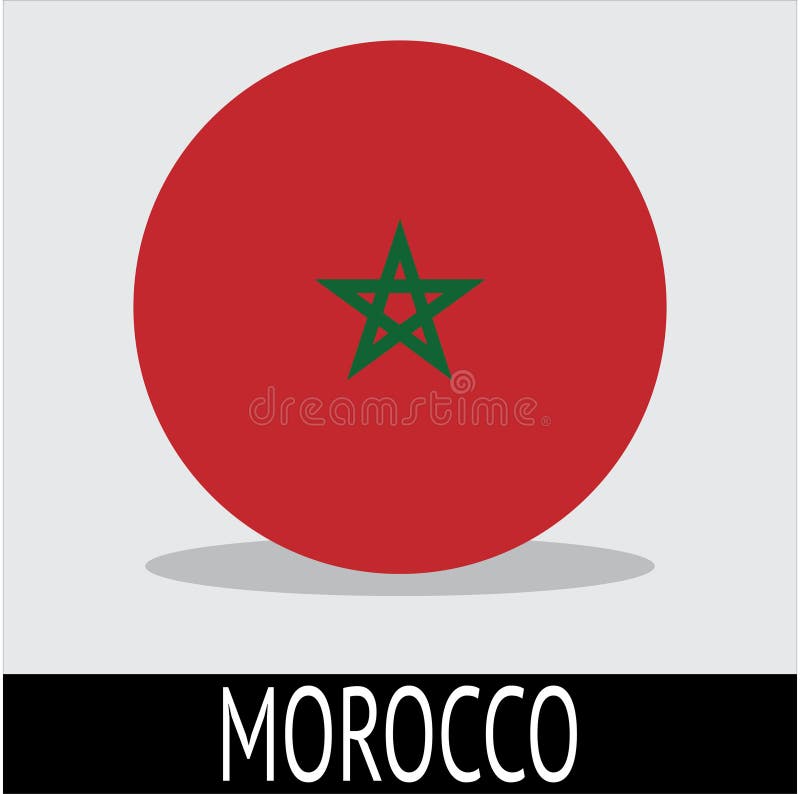 Moroccan Country Flag Circle with a White Background Stock Vector ...