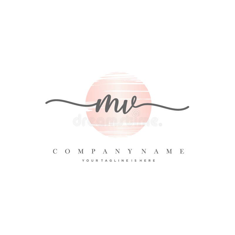 MV Initial Letter Handwriting Logo Hand Drawn Template Vector. Stock ...