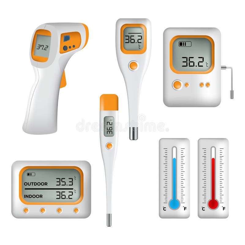 Vector digital thermometer stock vector. Illustration of icon - 177343464