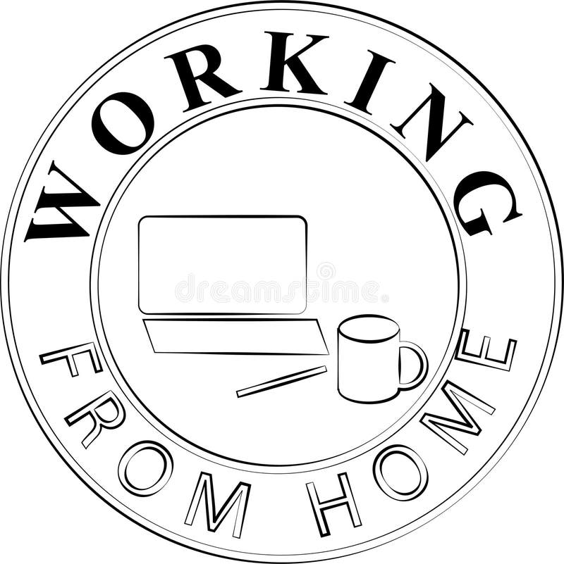 Working from Home Icon and Stamp Stock Vector - Illustration of clip ...