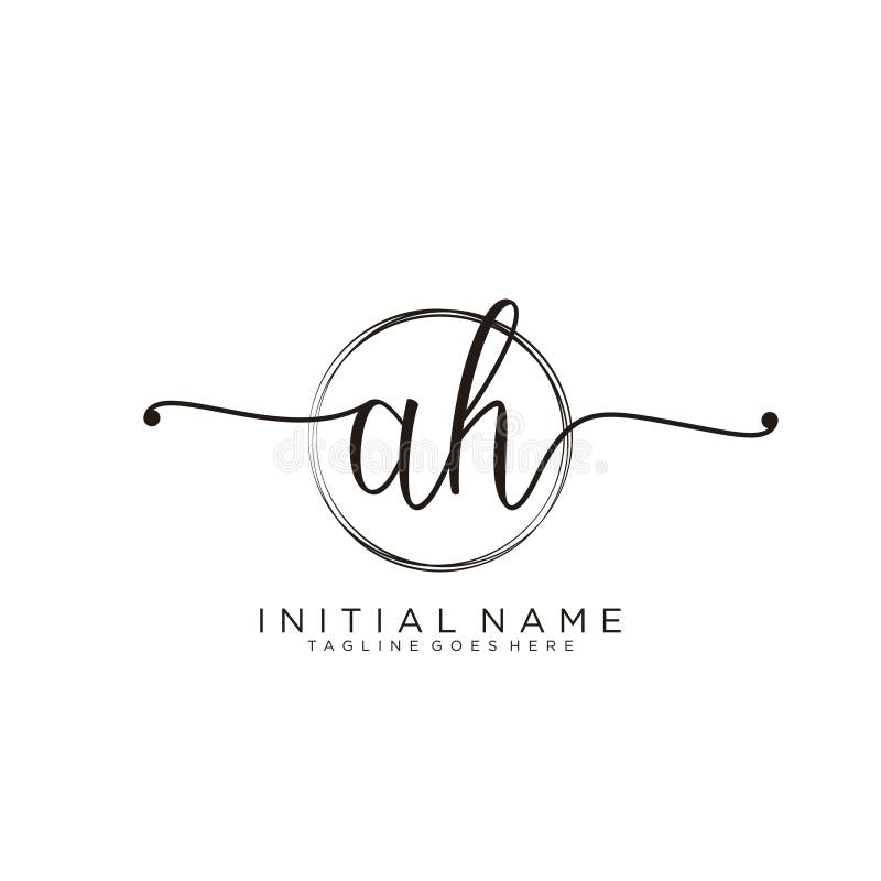 AH Initial Handwriting Logo with Circle Stock Vector - Illustration of ...