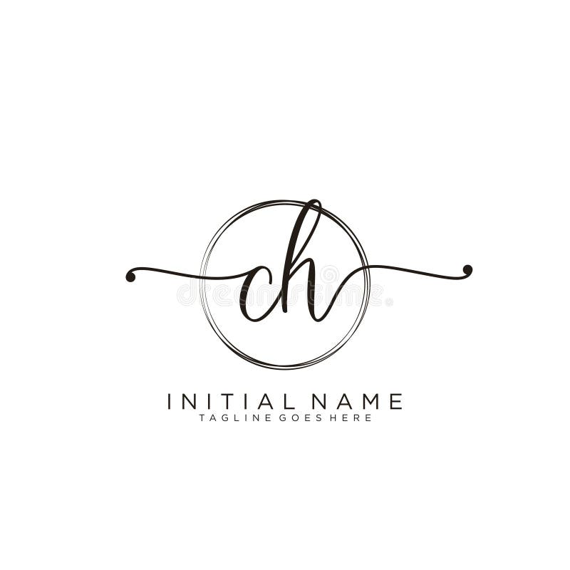 CH Initial Handwriting Logo with Circle Stock Vector - Illustration of ...
