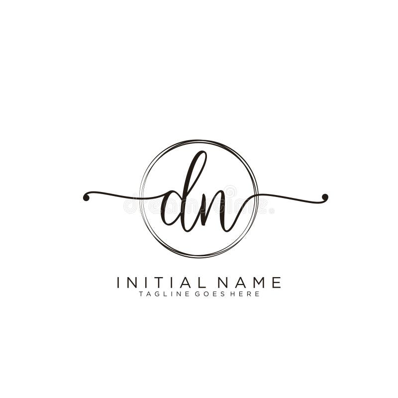 DN Initial Handwriting Logo with Circle Stock Vector - Illustration of ...