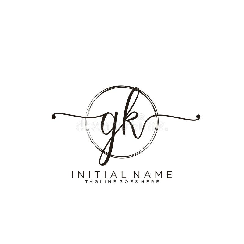 GK Initial Handwriting Logo with Circle Stock Vector - Illustration of ...