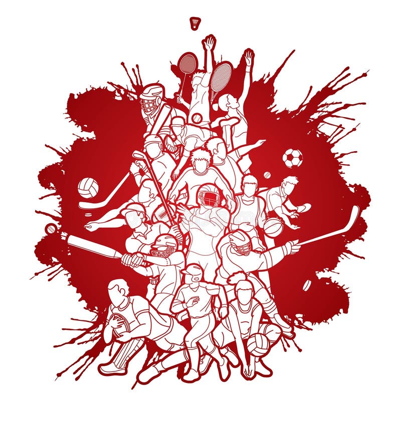 Sports Mix Sport Players Action Cricket Basketball Baseball Rugby Ice ...