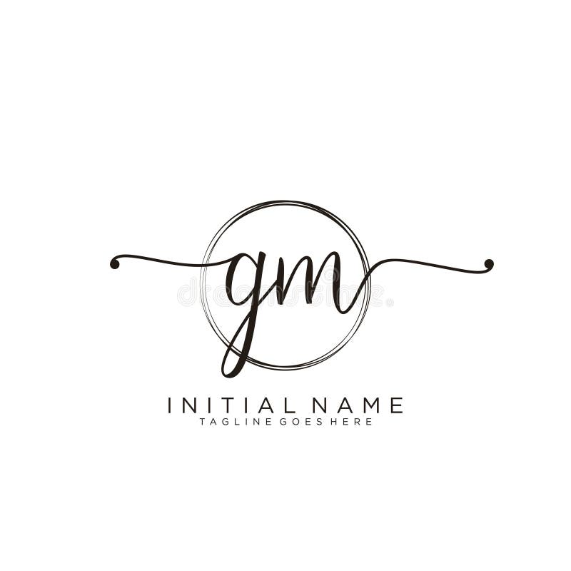 GM Initial Handwriting Logo with Circle Stock Vector - Illustration of ...