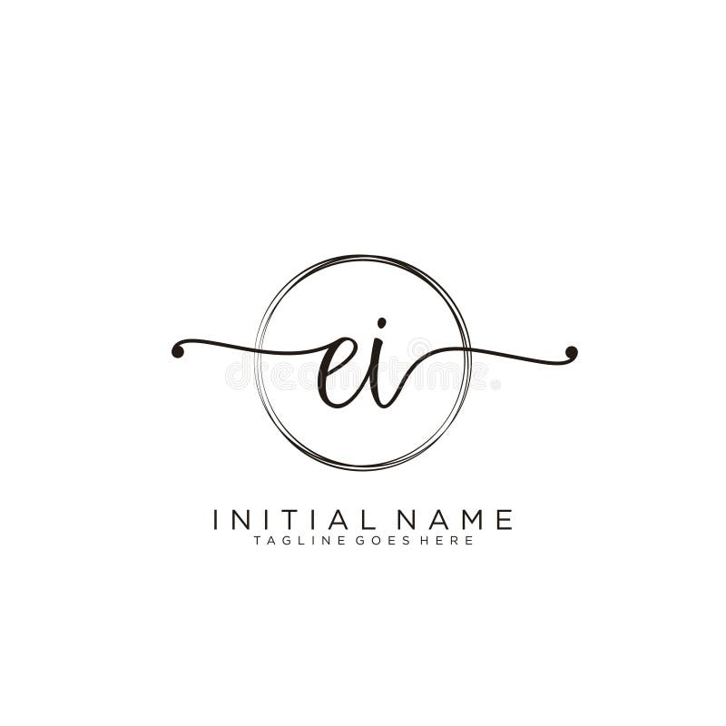 EI Initial Handwriting Logo with Circle Stock Illustration ...