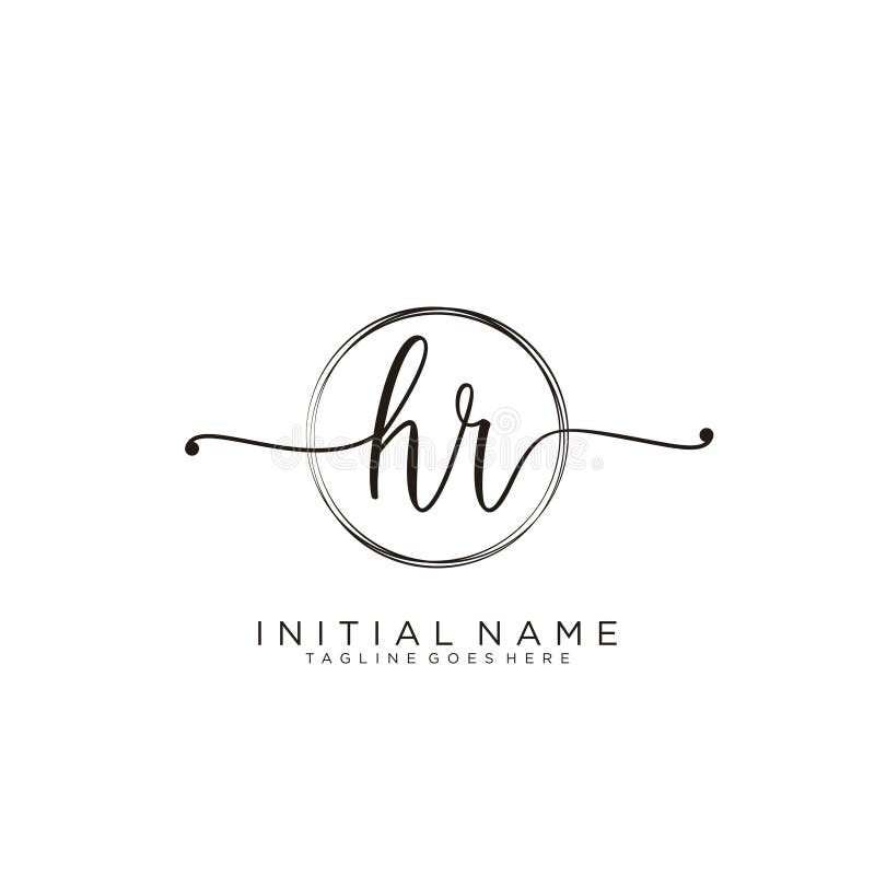 HR Initial Handwriting Logo with Circle Stock Vector - Illustration of ...