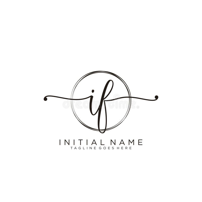 IF Initial Handwriting Logo with Circle Stock Vector - Illustration of ...
