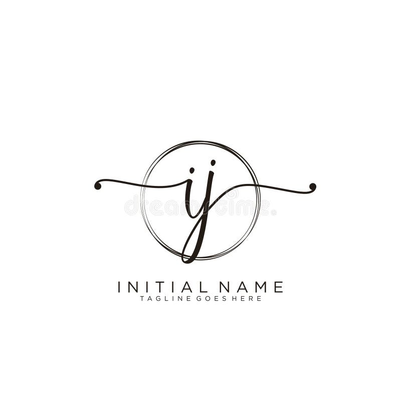 IJ Initial Handwriting Logo with Circle Stock Vector - Illustration of ...