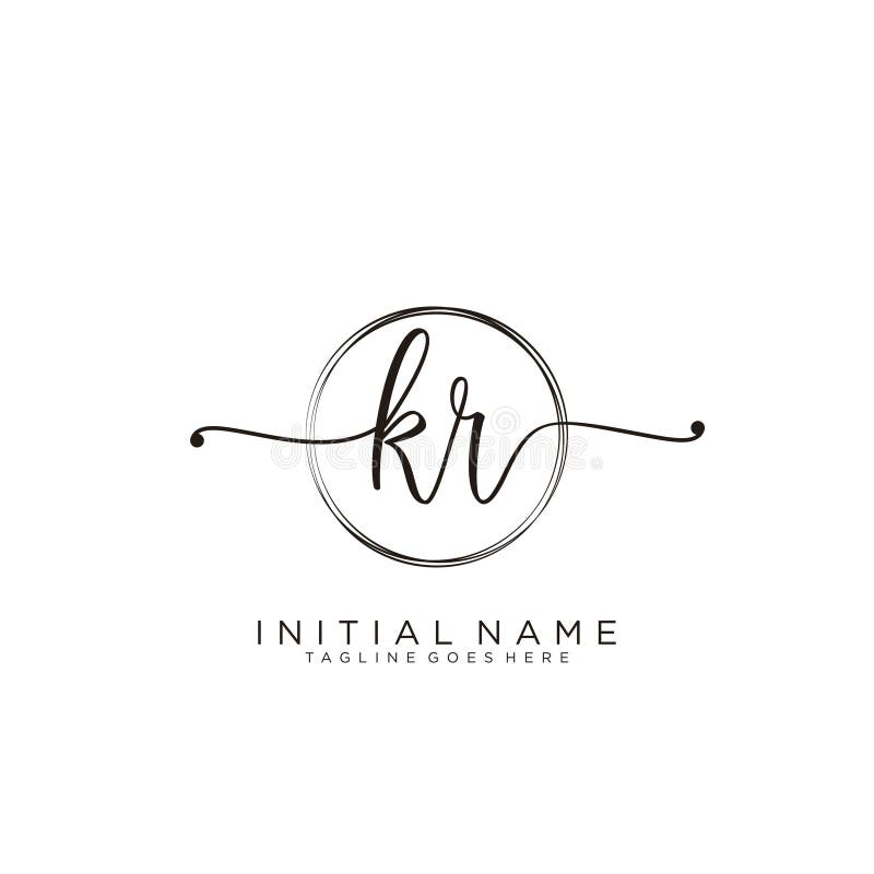 KR Initial Handwriting Logo with Circle Stock Vector - Illustration of ...