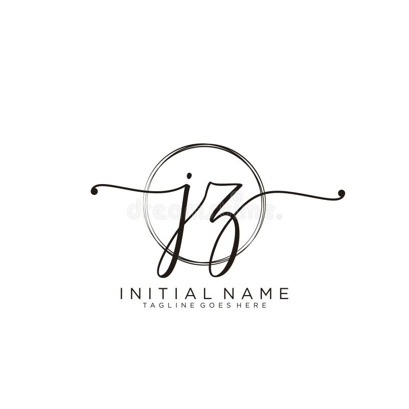 JZ Initial Handwriting Logo with Circle Stock Illustration ...