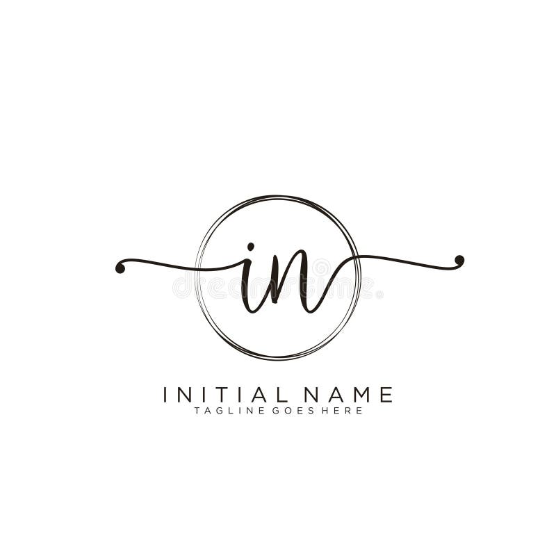 In Initial Handwriting Logo with Circle Stock Illustration ...