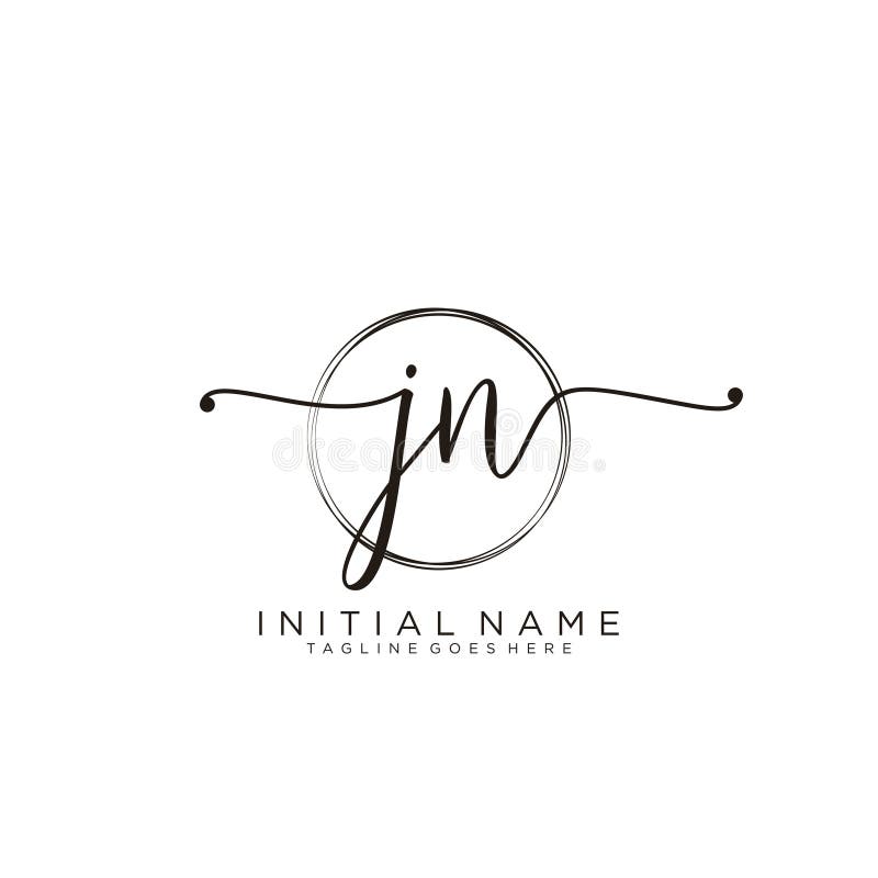 JN Initial Handwriting Logo with Circle Stock Illustration ...