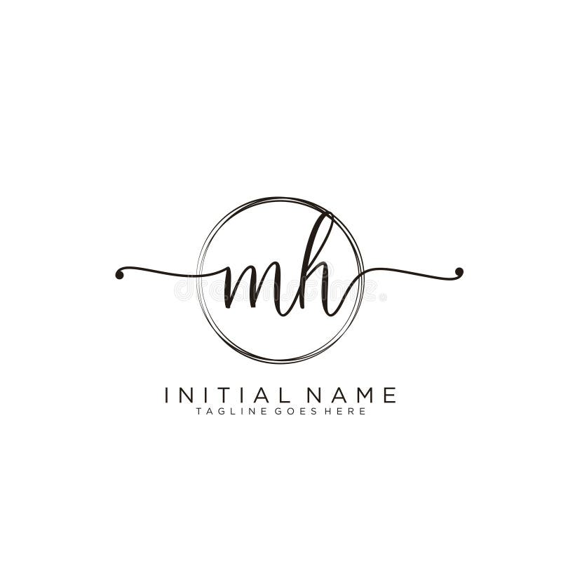 MH Initial Handwriting Logo with Circle Stock Illustration ...