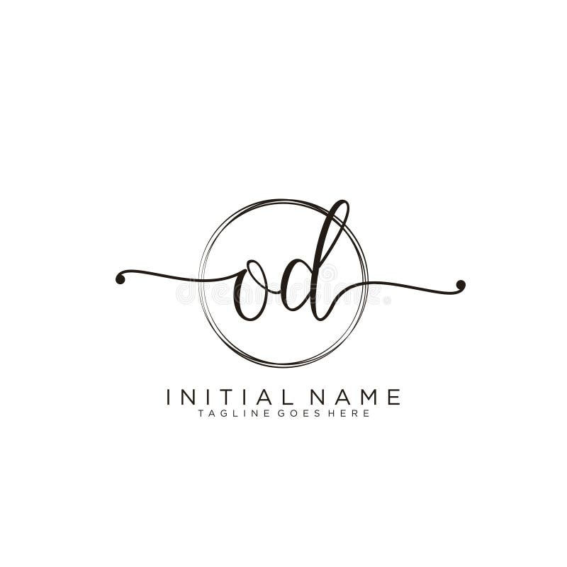 OD Initial Handwriting Logo with Circle Stock Vector - Illustration of ...