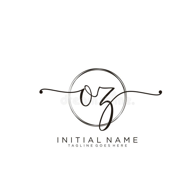 OZ Initial Handwriting Logo with Circle Stock Vector - Illustration of ...