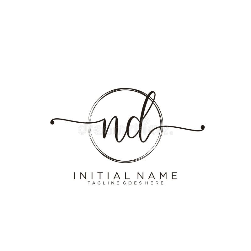 ND Initial Handwriting Logo with Circle Stock Illustration ...