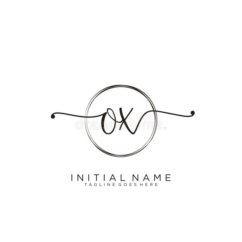 OX Initial Handwriting Logo with Circle Stock Illustration ...