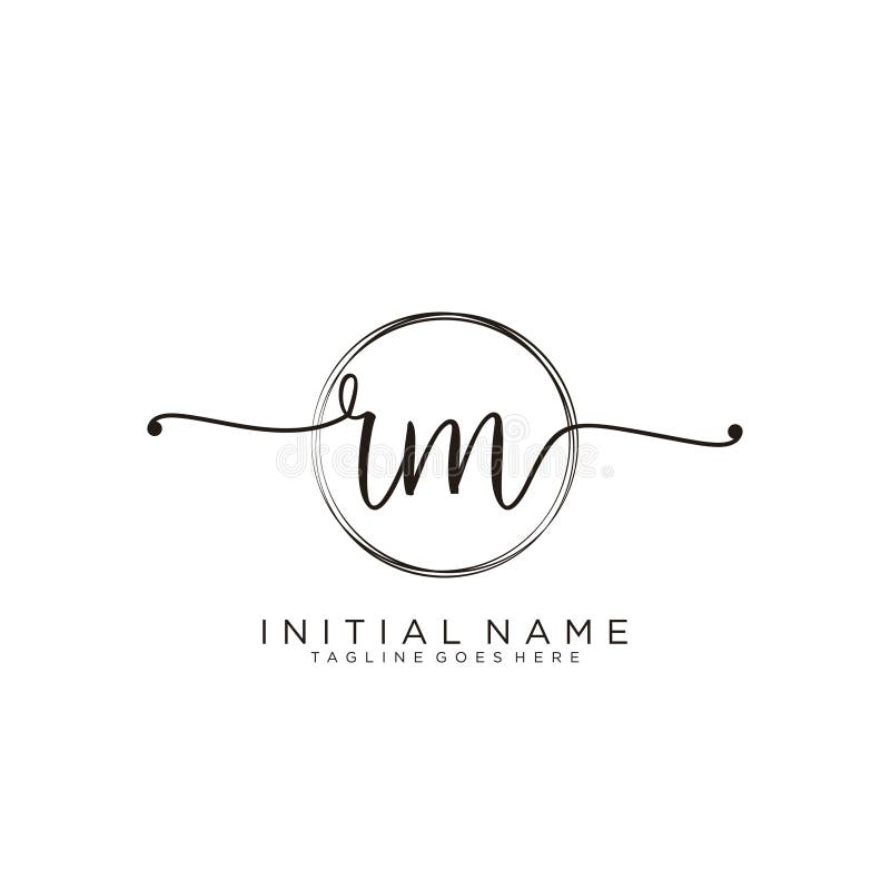 RM Initial Handwriting Logo with Circle Stock Vector - Illustration of ...