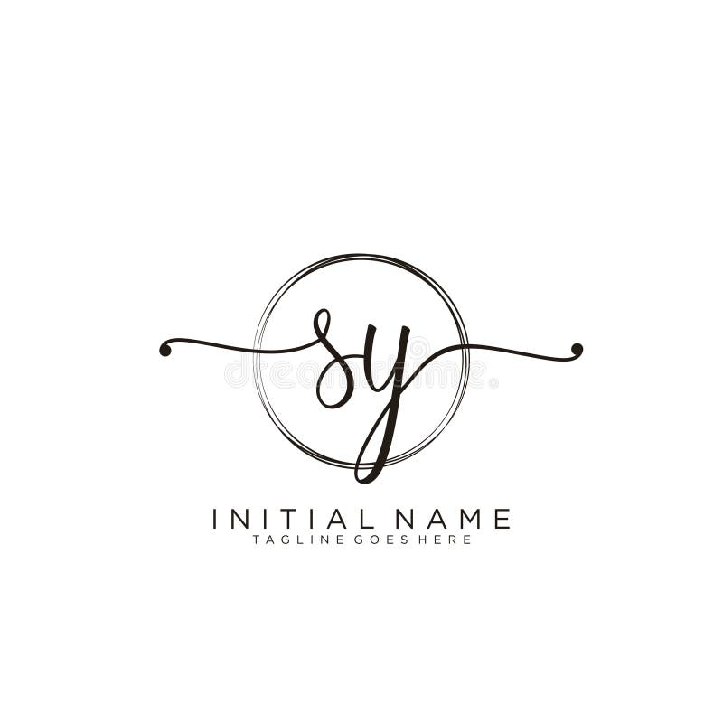 SY Initial Handwriting Logo with Circle Stock Vector - Illustration of ...