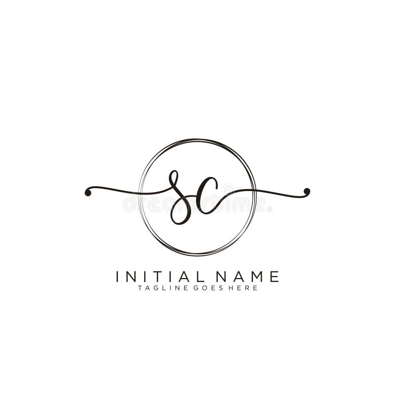 SC Initial Handwriting Logo with Circle Stock Vector - Illustration of ...