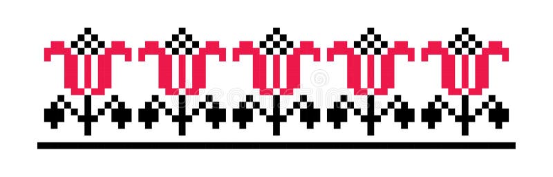 Traditional Folk Floral Border Seamless Pattern Stock Vector ...