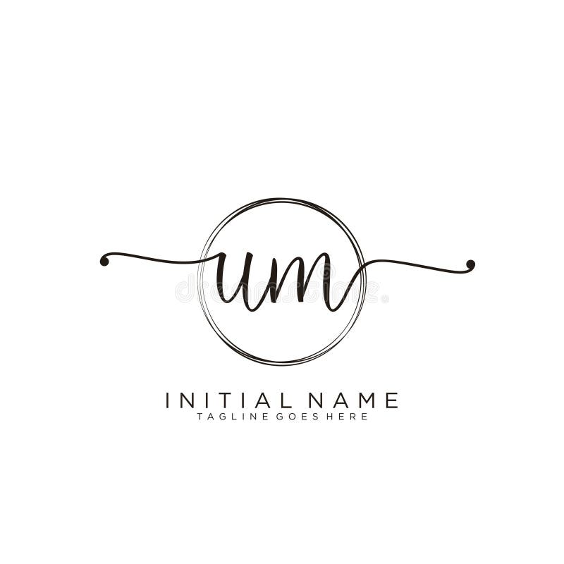 UM Initial Handwriting Logo with Circle Stock Vector - Illustration of ...