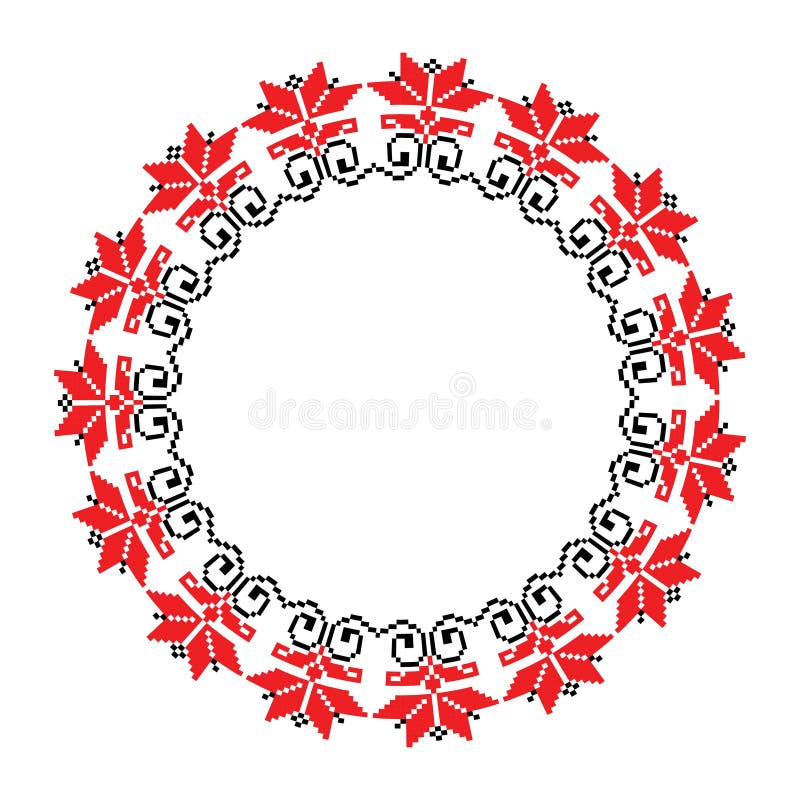 Traditional Round Frame Floral Embroidery Motif Stock Vector ...