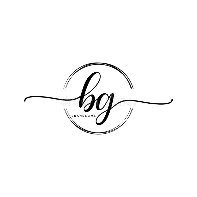 BG Initial Handwriting Logo with Circle Stock Vector - Illustration of ...